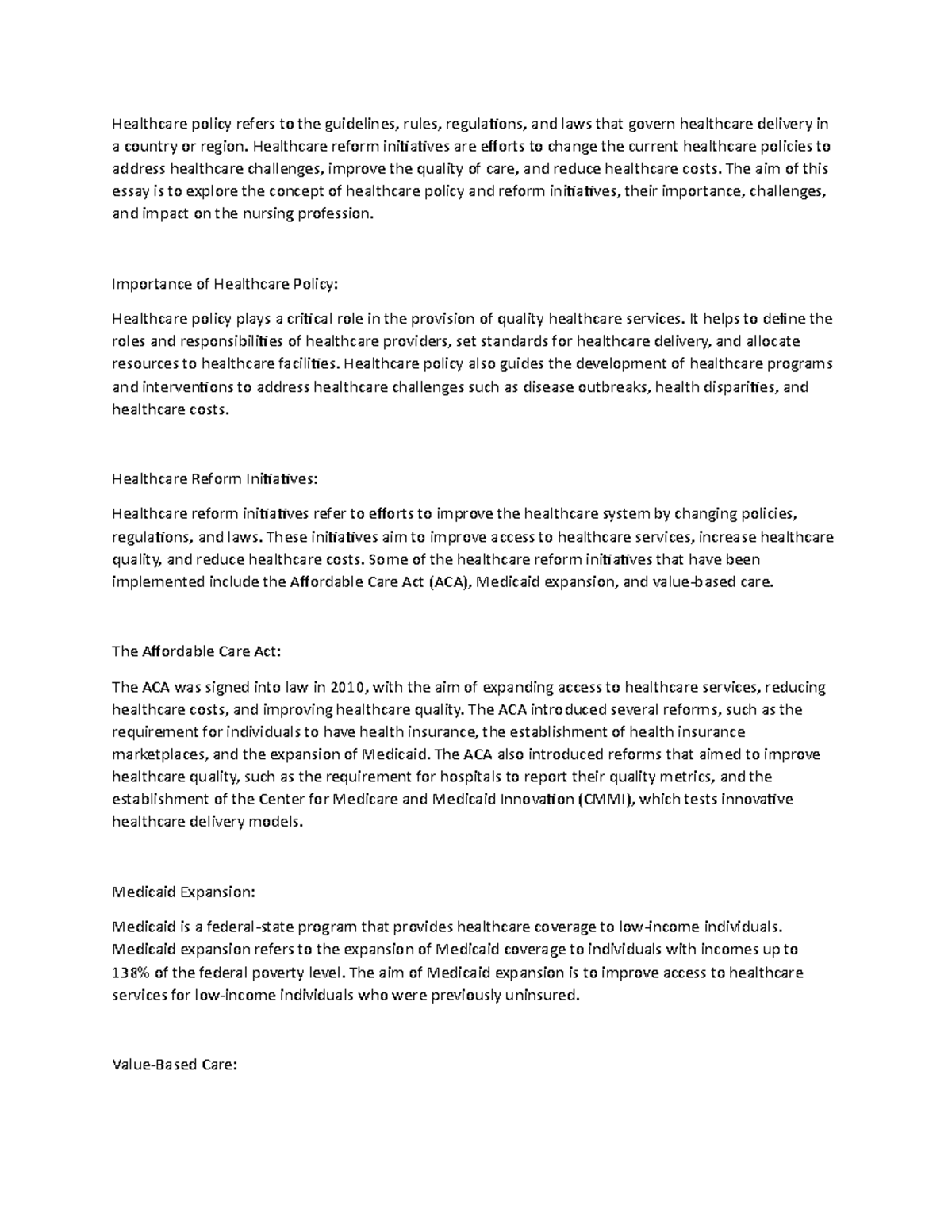 Healthcare policy refers to the guidelines - Healthcare reform ...