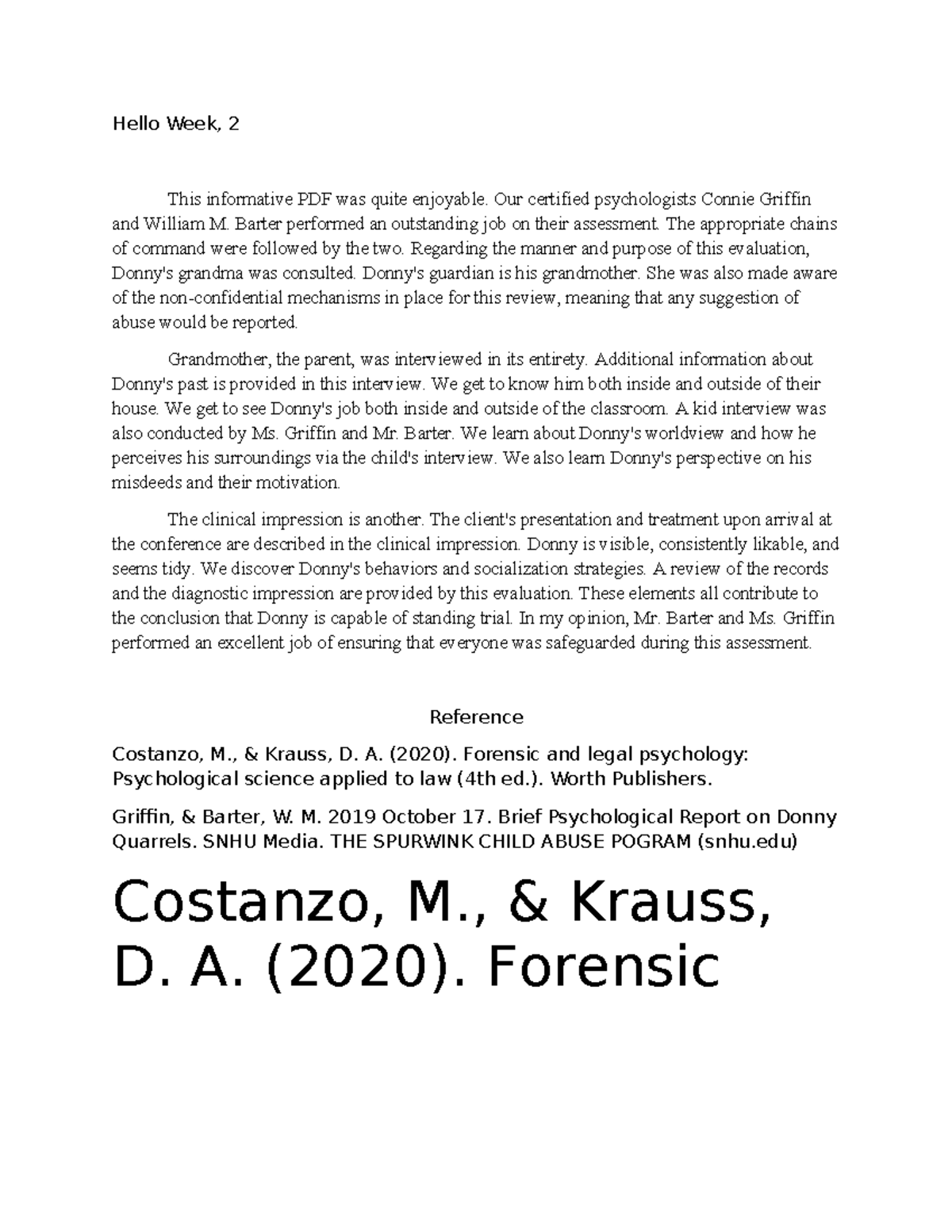 Hello Week 2 discussion post - Hello Week, 2 This informative PDF was ...