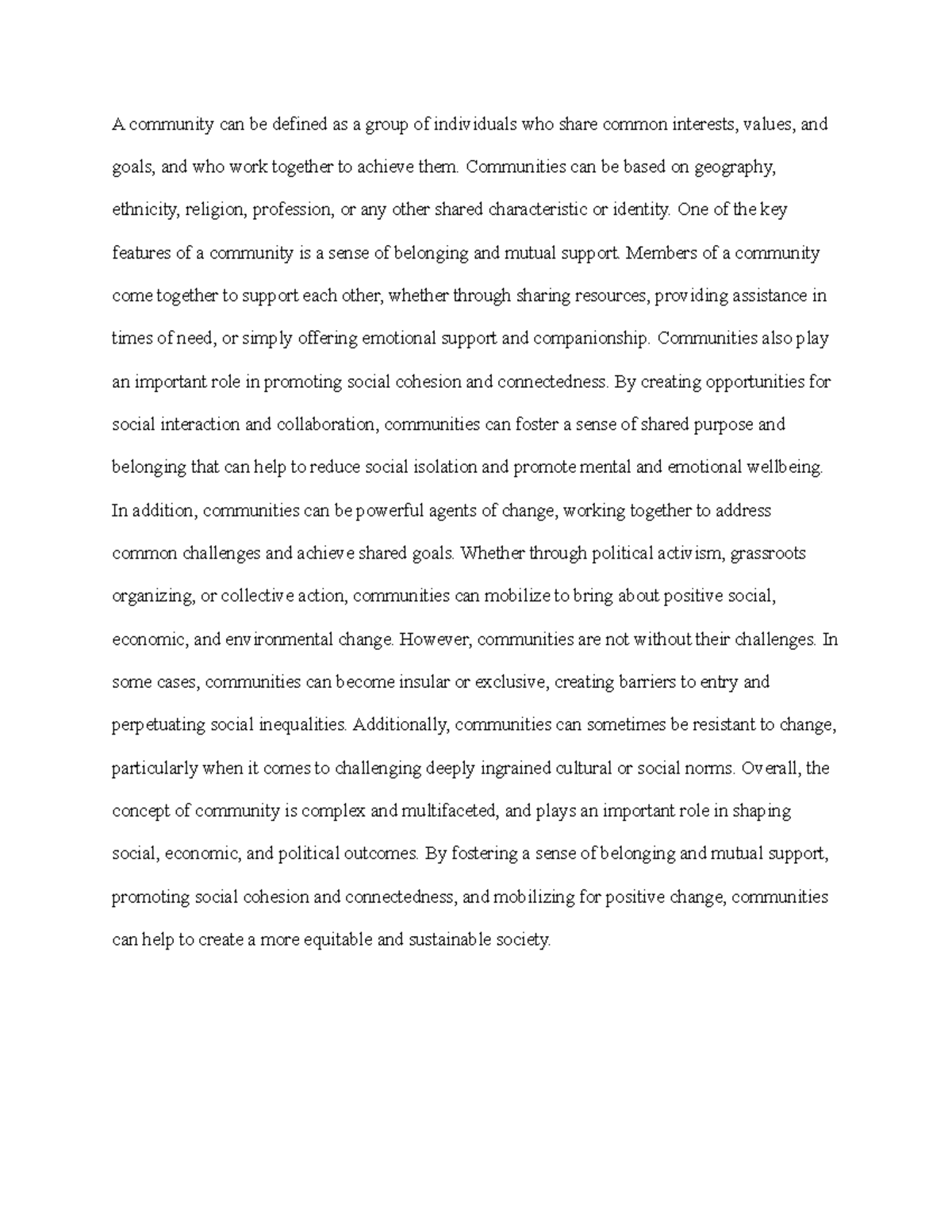 Community - A community can be defined as a group of individuals who ...