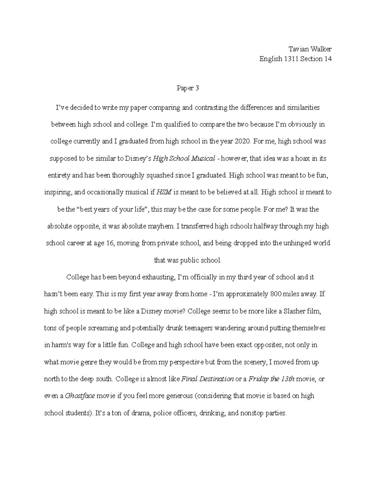 Paper 3 - Random essay (might help somebody) - Tavian Walker English ...