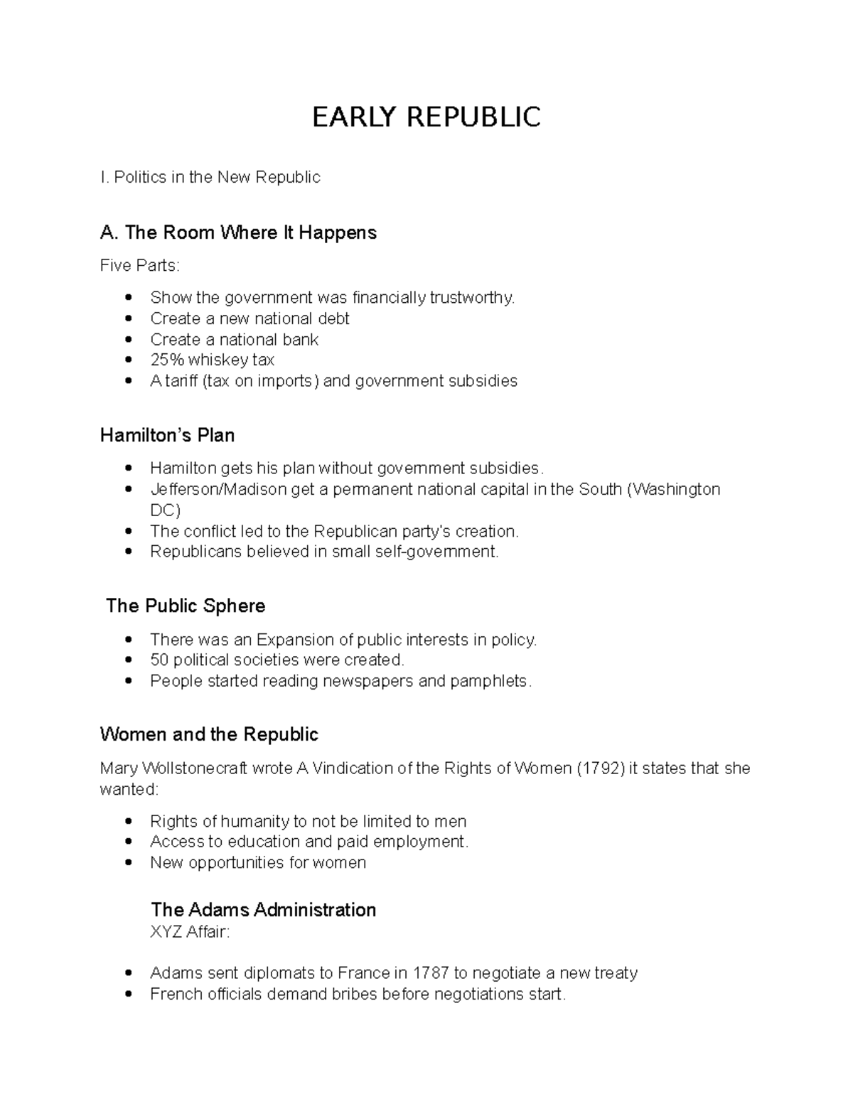 Early Republic - EARLY REPUBLIC I. Politics in the New Republic A. The ...