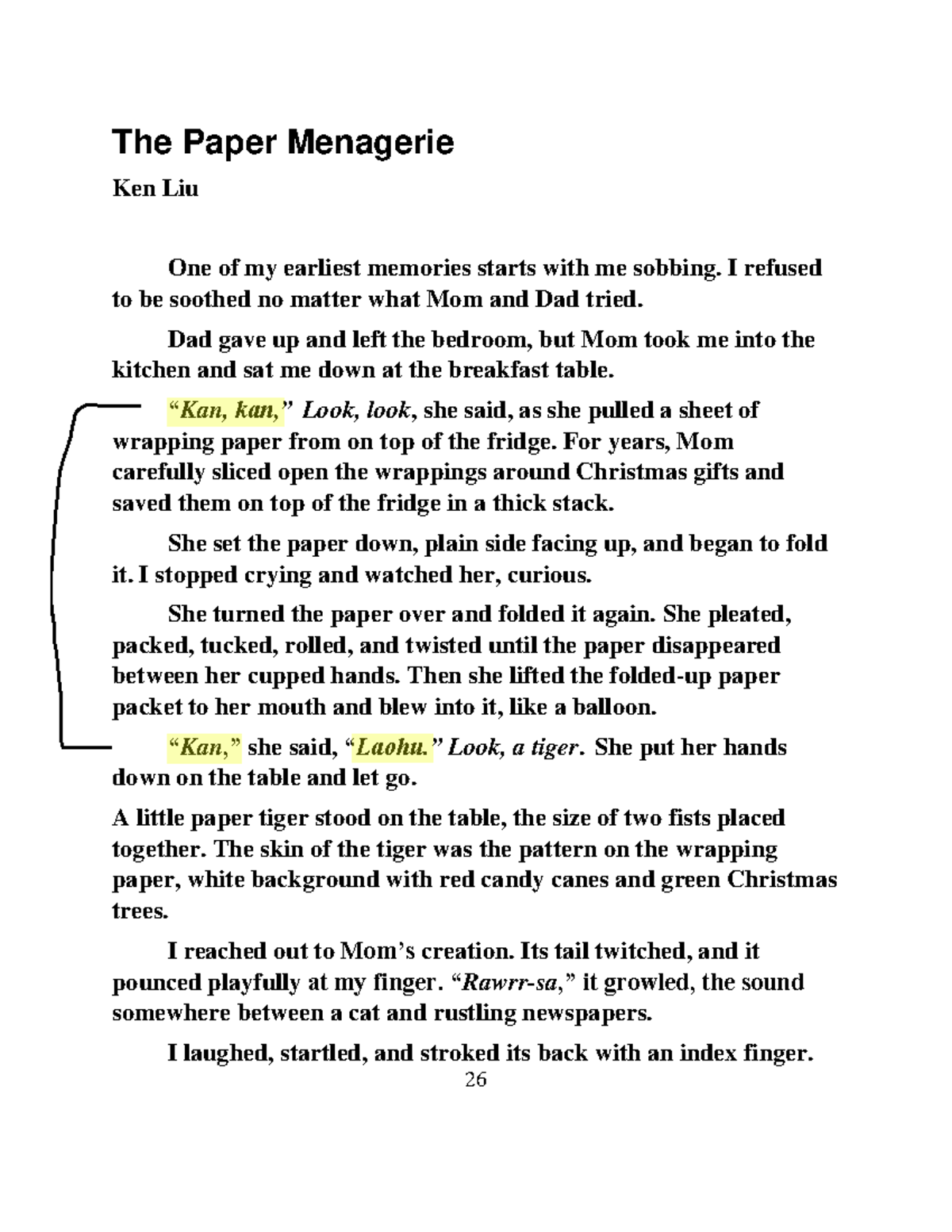 Kami Export - The Paper Menagerie By Ken Liu - The Paper Menagerie Ken ...