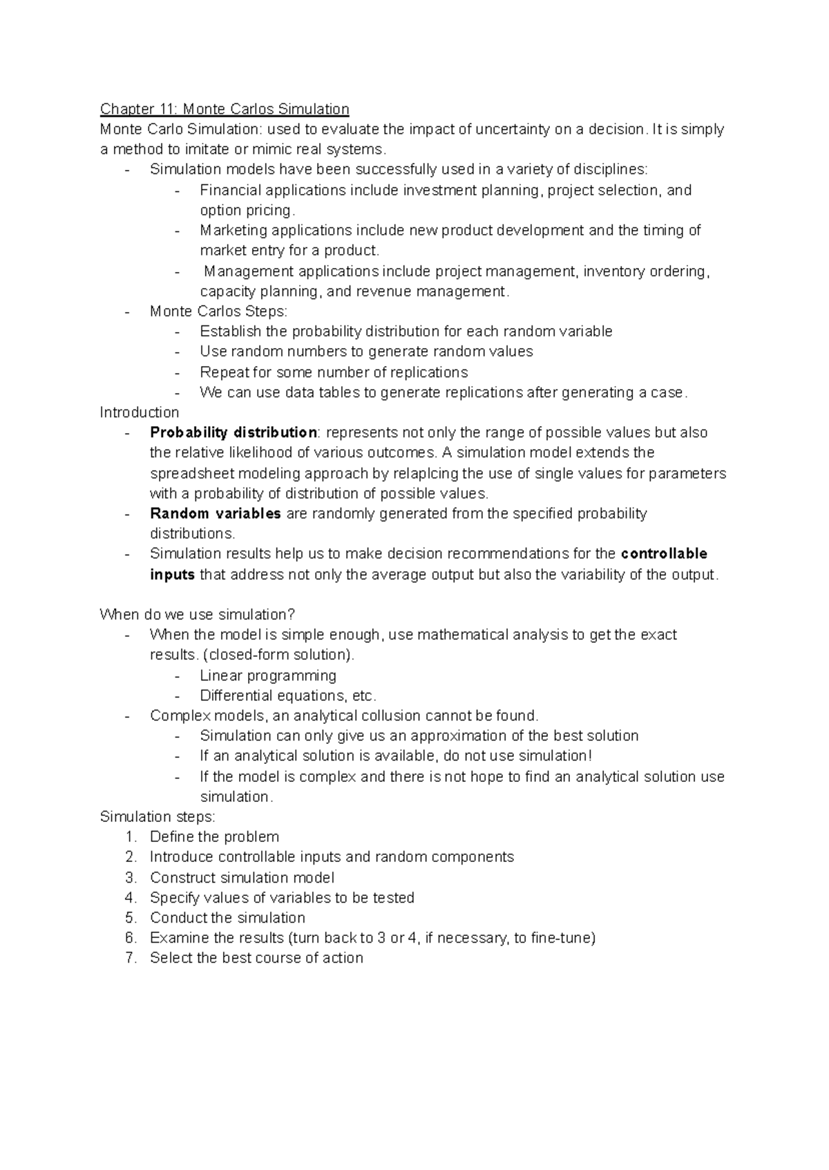 2DA3 C - chapter 11 notes and practice to quiz 4 - Chapter 11: Monte ...