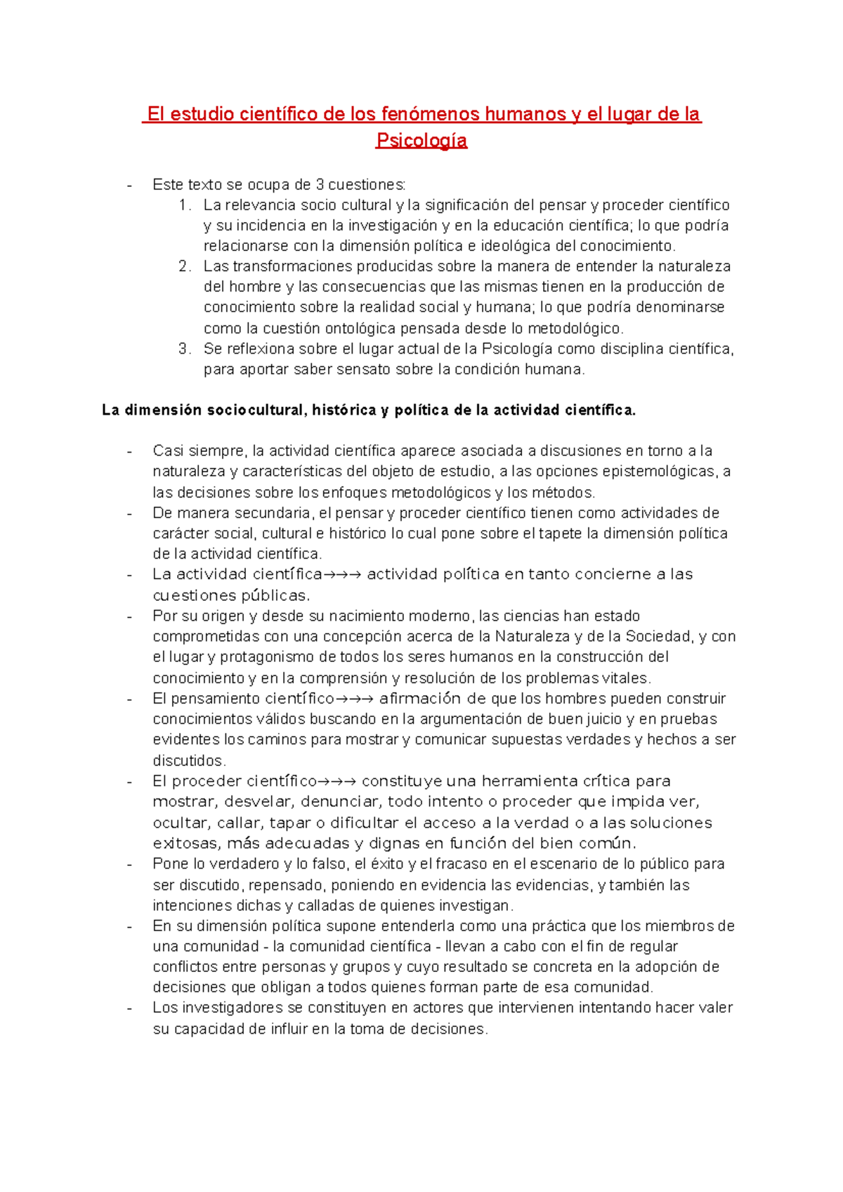 Resumen Temporetti - el estudio científico de los fenómenos humanos y ...