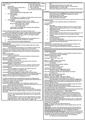 Multivariate statistics exam cheat sheet - Multiple regression: (Short ...