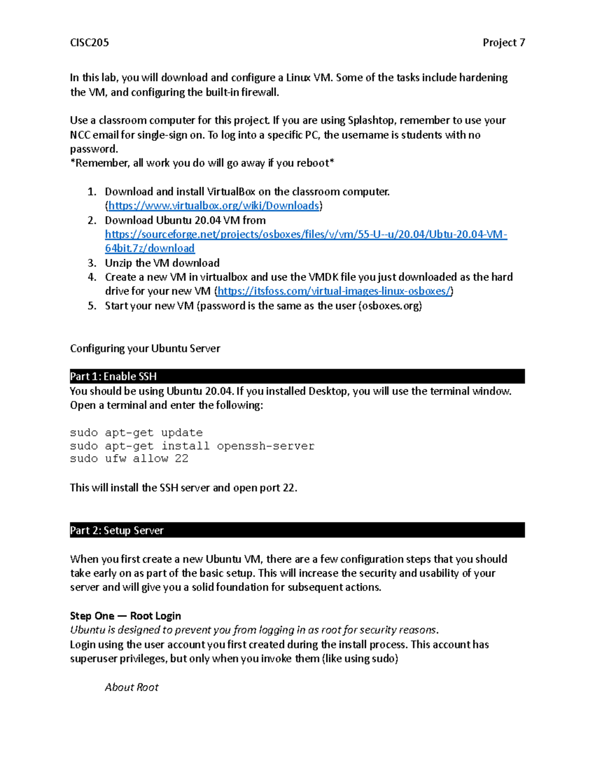 CISC205 Project 7 - In this lab, you will download and configure a ...