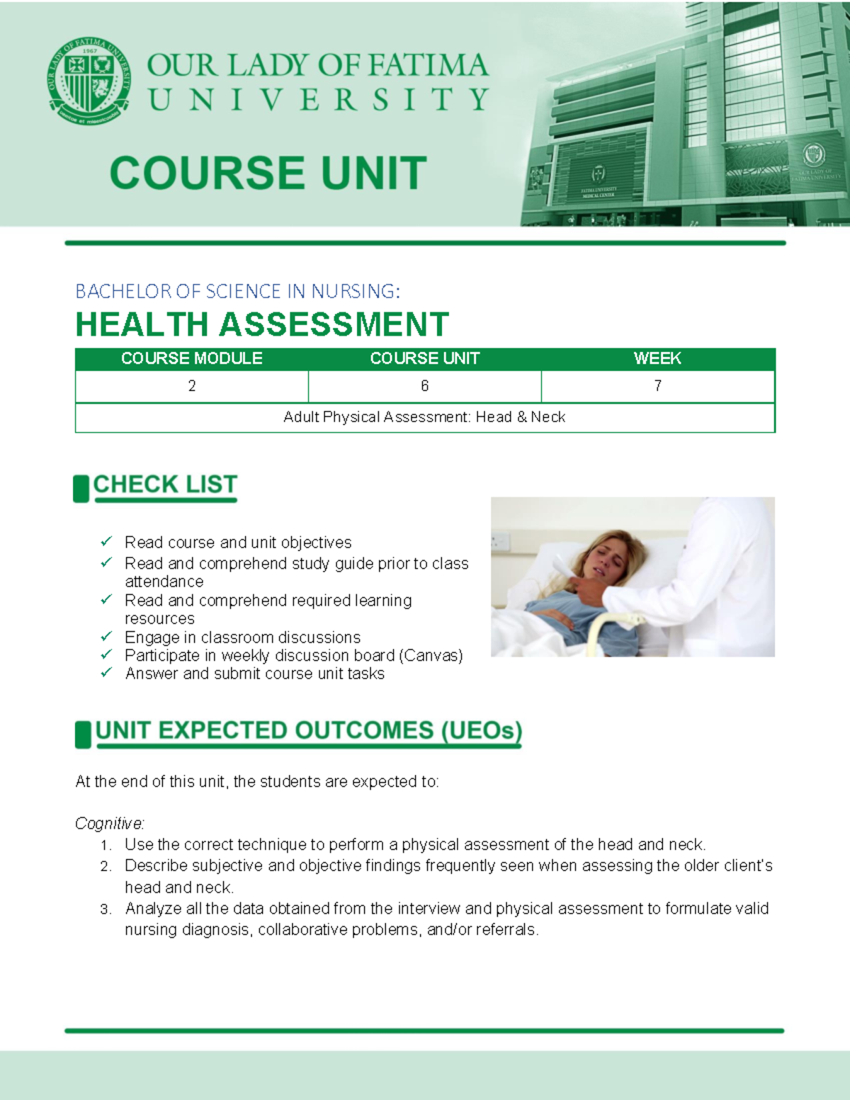 CM2 - CU6 Assessment OF THE HEAD & NECK - BACHELOR OF SCIENCE IN ...