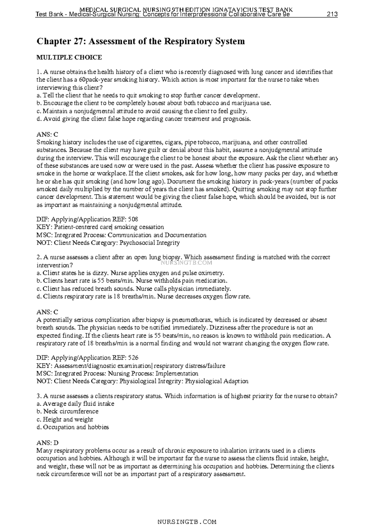 Chapter 27 Assessment of the Respiratory System - NU1205 - Studocu