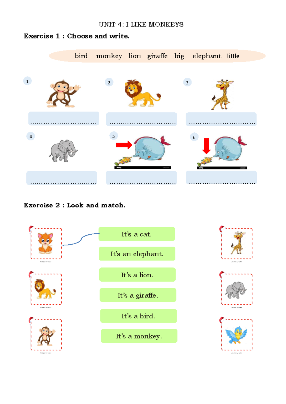 G3 UNIT 4 - tài liệu F&F lớp 3 - UNIT 4: I LIKE MONKEYS Exercise 1 ...