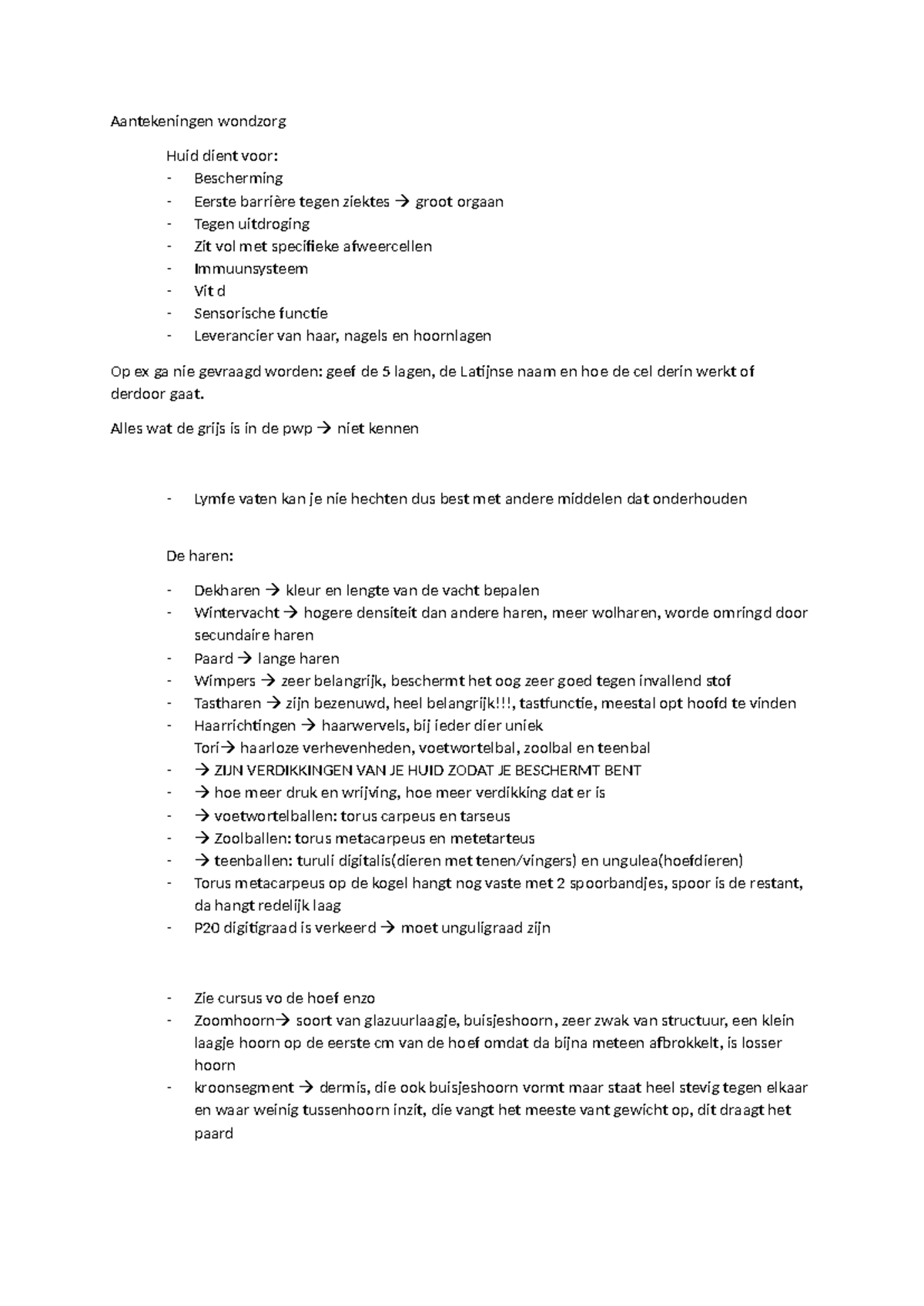 Test documenttt - Aantekeningen wondzorg Huid dient voor: - Bescherming ...