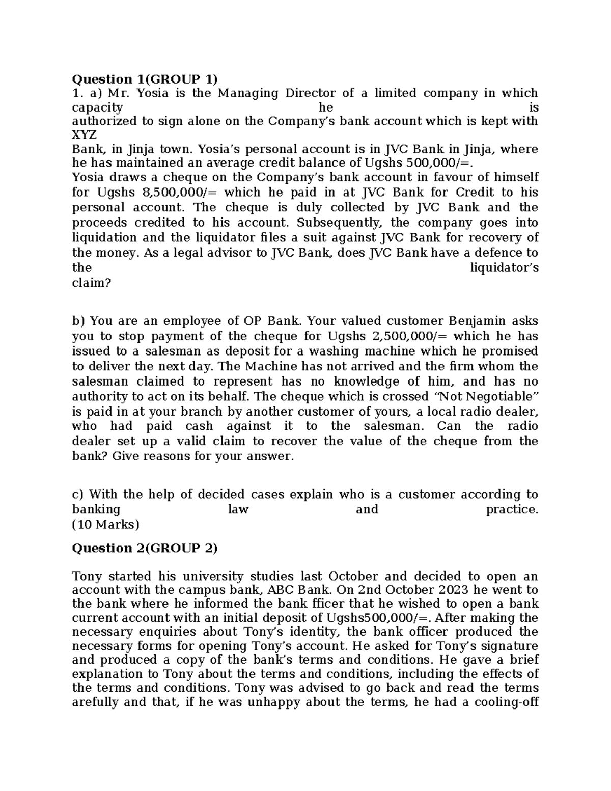 Tutorial 3 - Guiding Questions - Question 1(GROUP 1) a) Mr. Yosia is ...