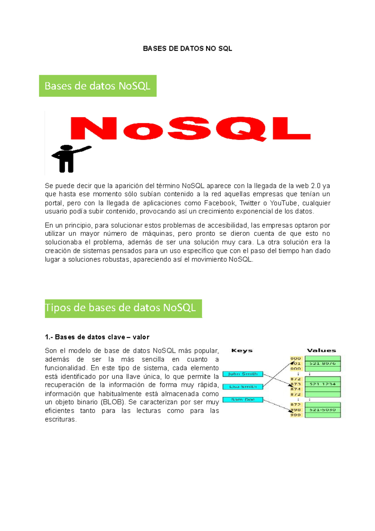 Bases De Datos No Sql Sem 10 11 12 Tipos De Bases De Datos Nosql Bases De Datos No Sql Se