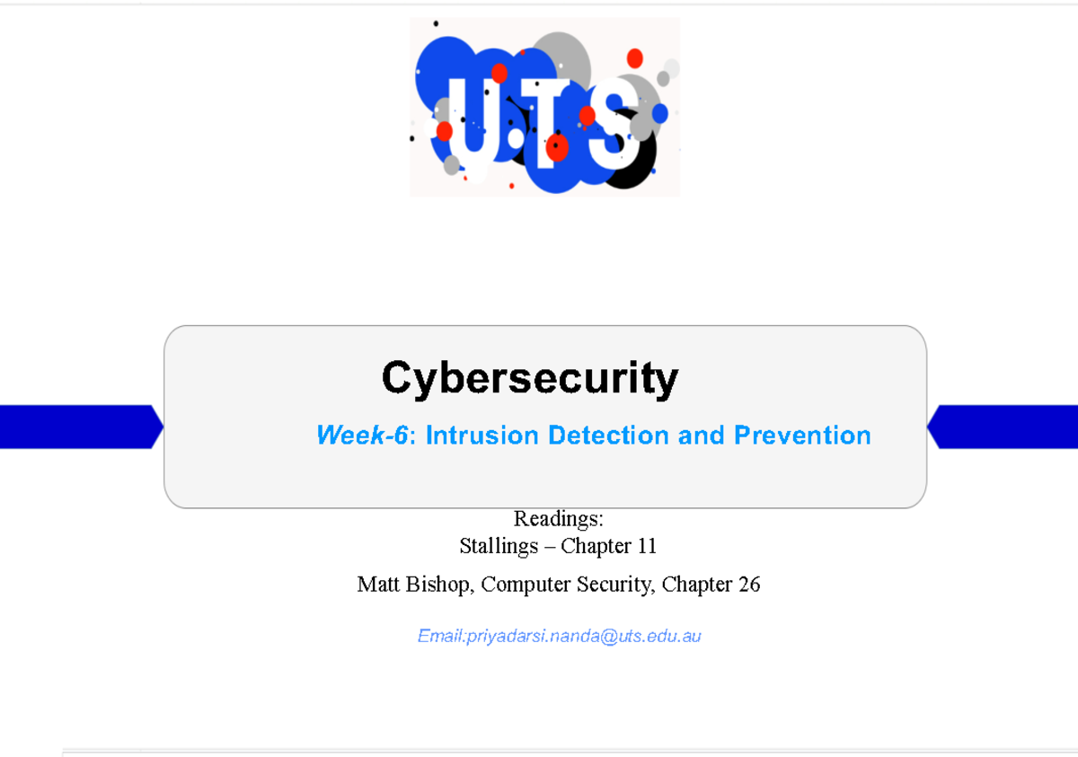 Week-6-IDP - Week- 6 : Intrusion Detection and Prevention Cybersecurity Readings: Stallings ...