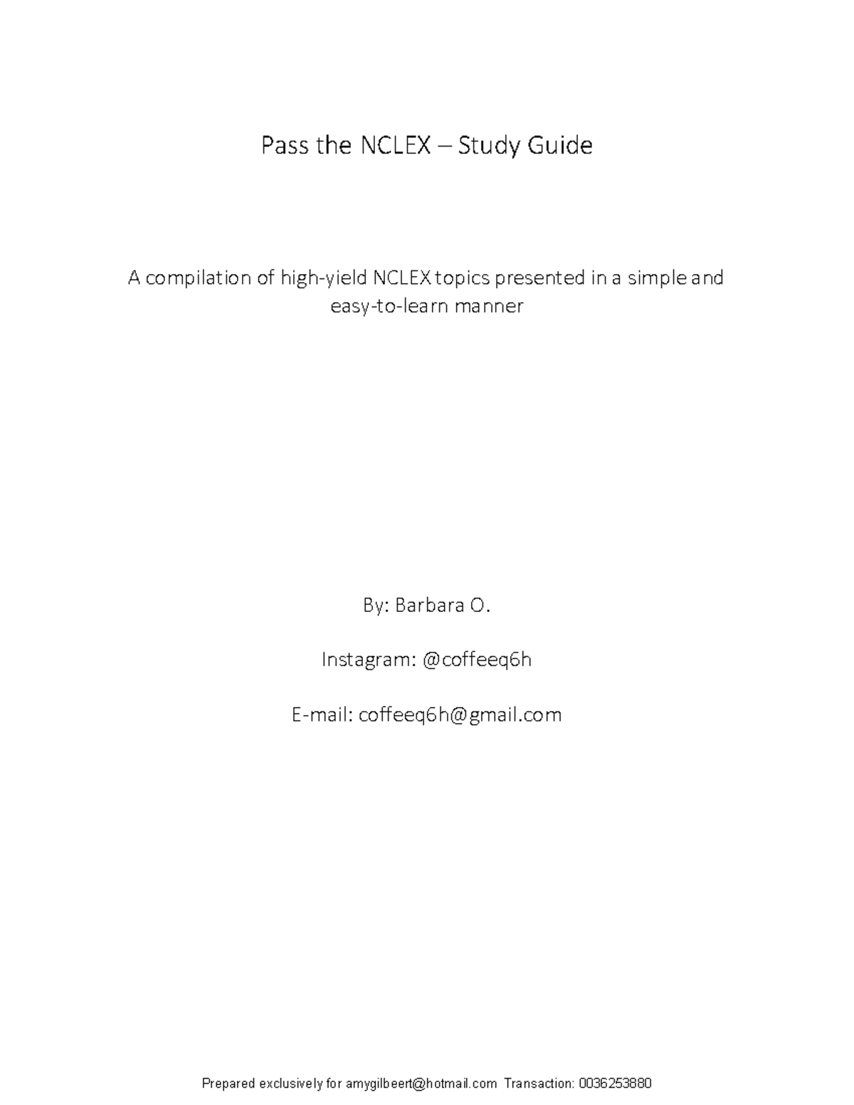 Pass the Nclex - Study Guide - Pass the NCLEX – Study Guide A ...
