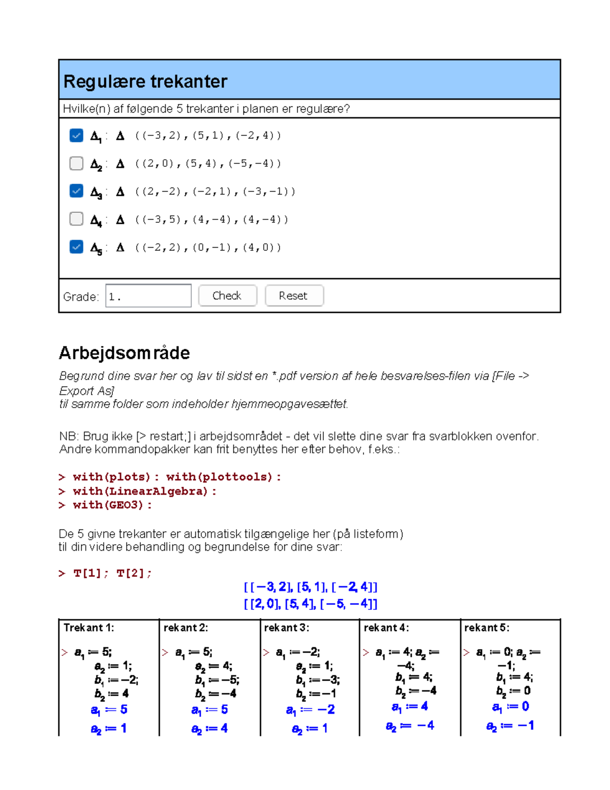 Hj1 opg6 Trek Regul - 1. Afleveringsopgave i Differentialgeometri og parametrisk design på DTU ...
