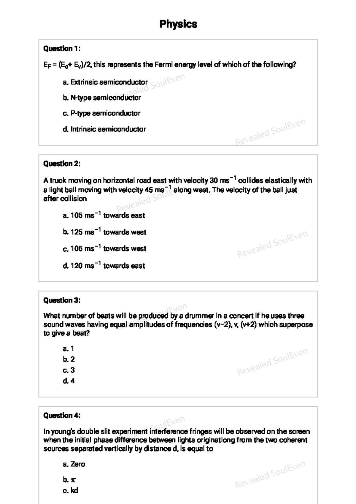JEE Main Practice Test - 7 - Physics Question 1: EF = (Ec+ Ev)/2, this ...