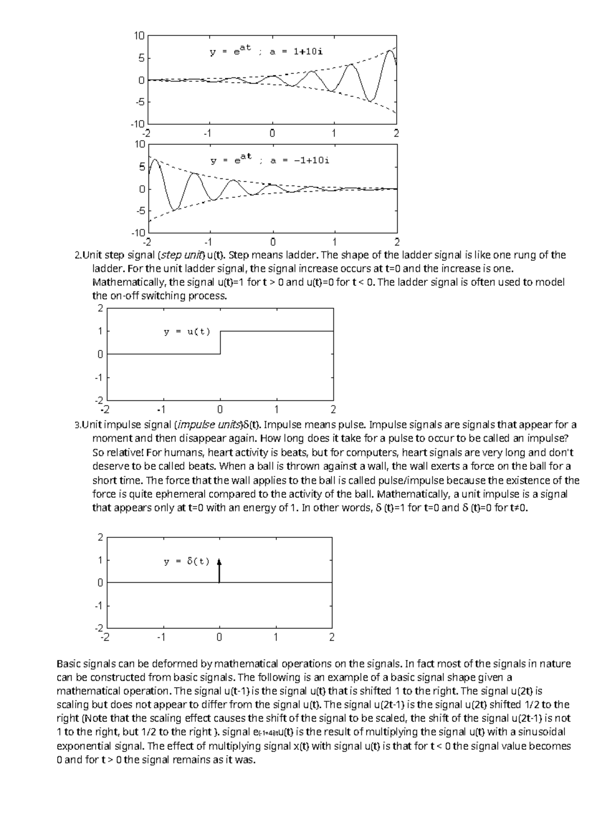 Mathematics Linear-13 - 2 step signal ( step unit) u(t). Step means ...