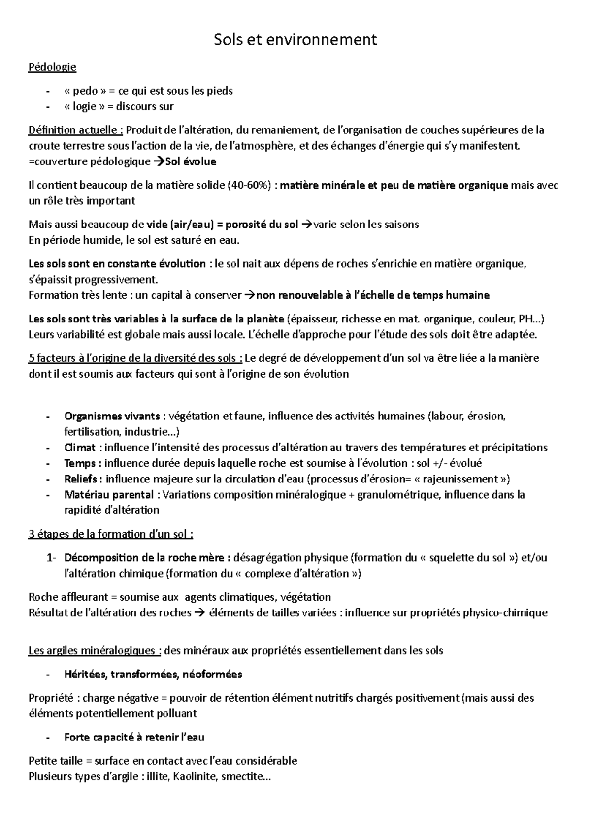3- Sols et environnement - Sols et environnement Pédologie - « pedo ...