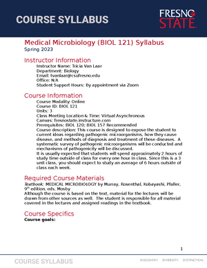 Medical Microbiology Summer 2021 Syllabus - Introduction and Course ...