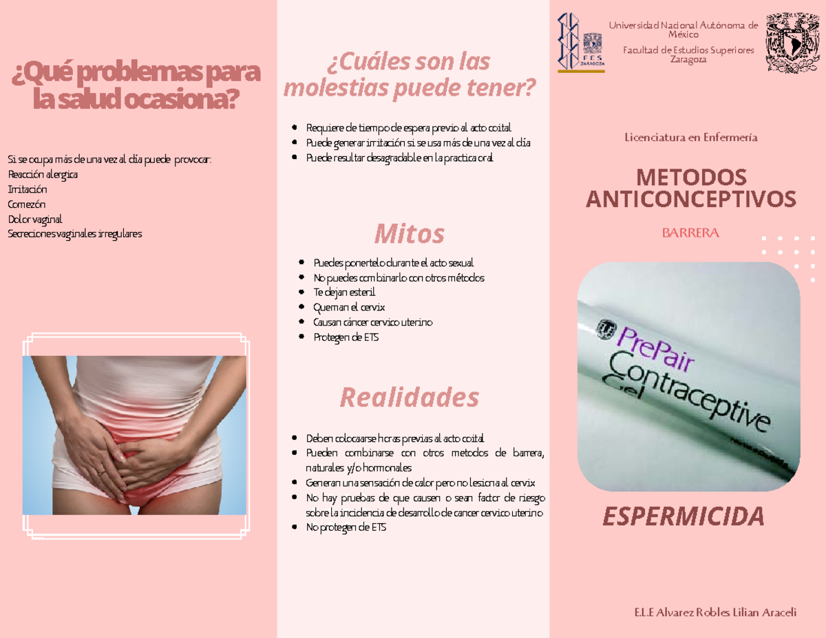 Folleto Espermicida - Metodo anticonceptivo - BARRERA ####### METODOS ...