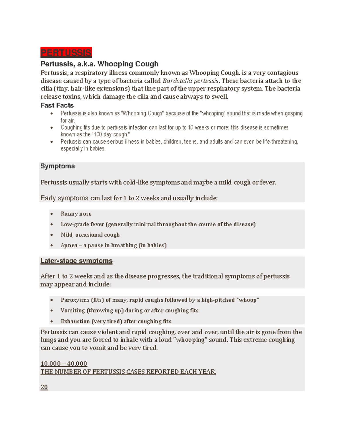 Pertussis - PERTUSSIS Pertussis, a.k. Whooping Cough Pertussis, a ...