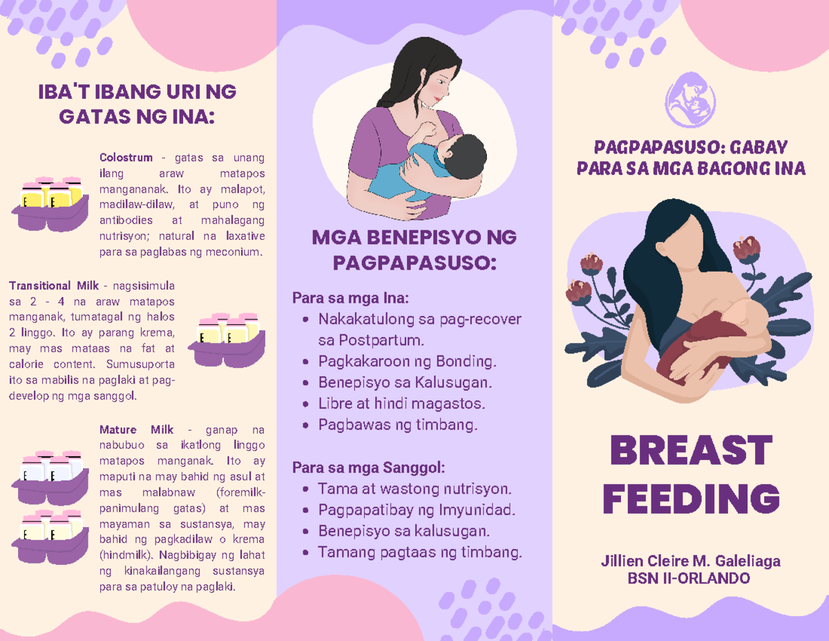 Breastfeeding Pamphlet - PAGPAPASUSO: GABAY PARA SA MGA BAGONG INA Para sa mga Ina: Nakakatulong ...