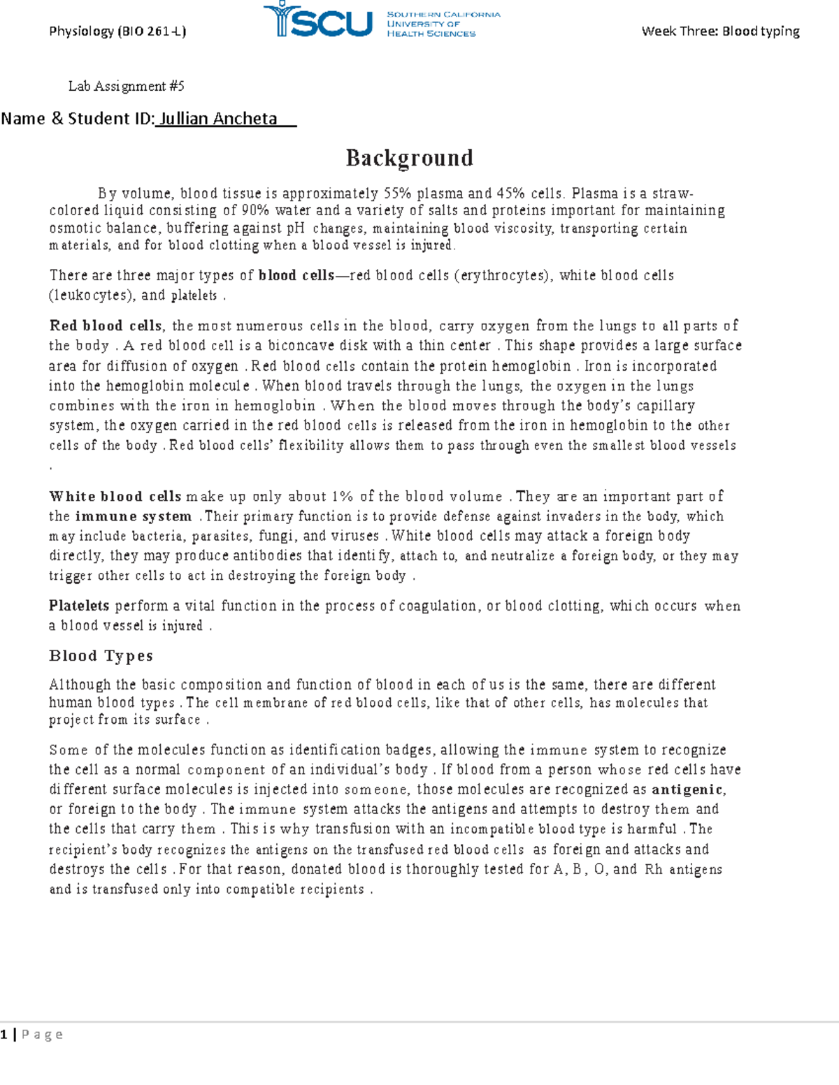 Lab Assignment #5 - gggggggggggggggggggggggggggggggggg - Physiology ...