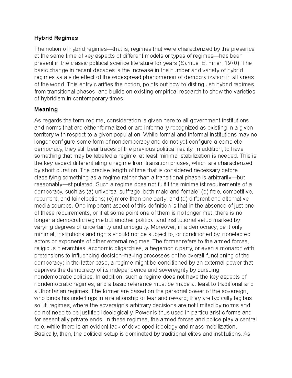 Hybrid Regimes - Hybrid Regimes The notion of hybrid regimes—that is ...