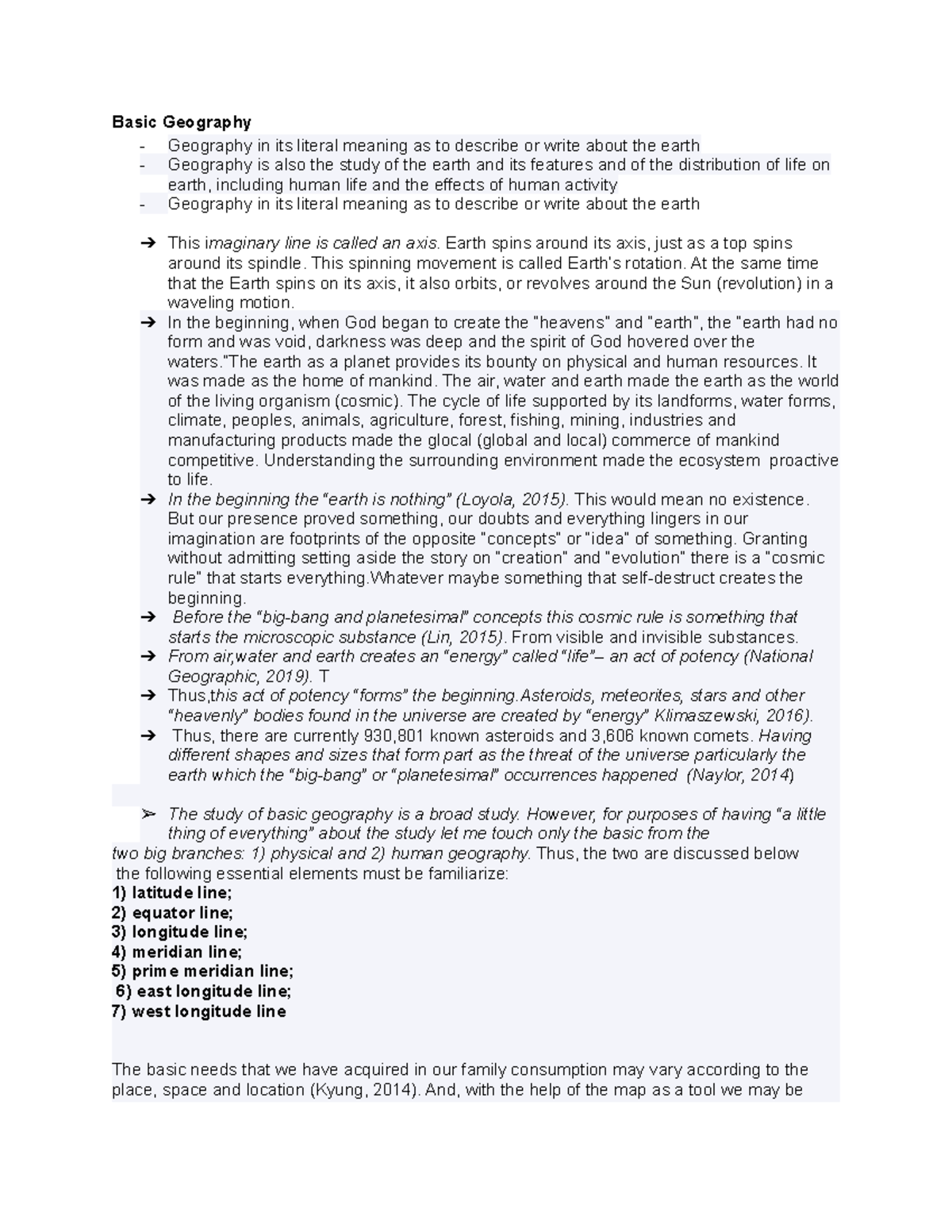 Basic Geography notes 2 - Basic Geography Geography in its literal ...