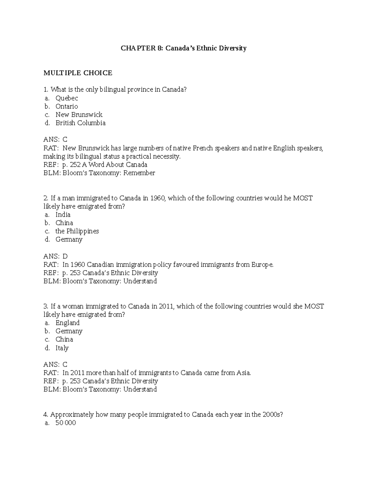 chapter 1 mcqs 2021 - psyc 3490 - Yorku - Studocu