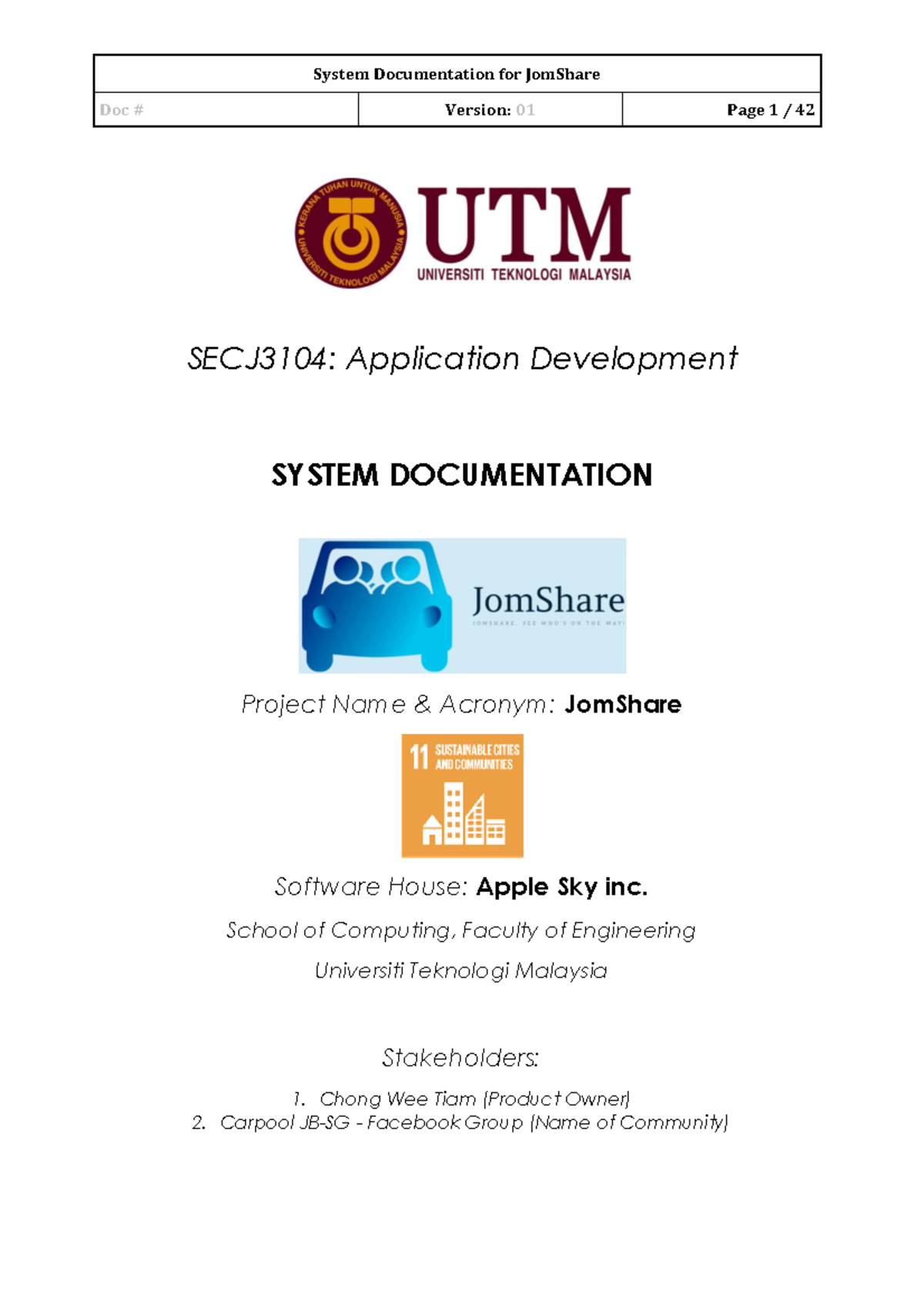 2-Apple Skyinc - Project - Doc # Version: 01 Page 1 / 42 SECJ3104 ...