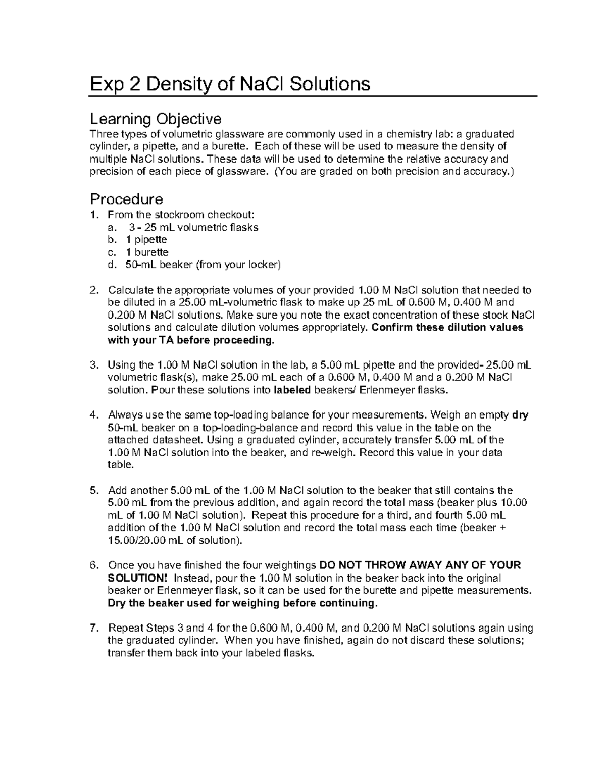 Microsoft Word - SU19 Exp 2 Density of Na Cl Solution SPM - Exp 2 ...