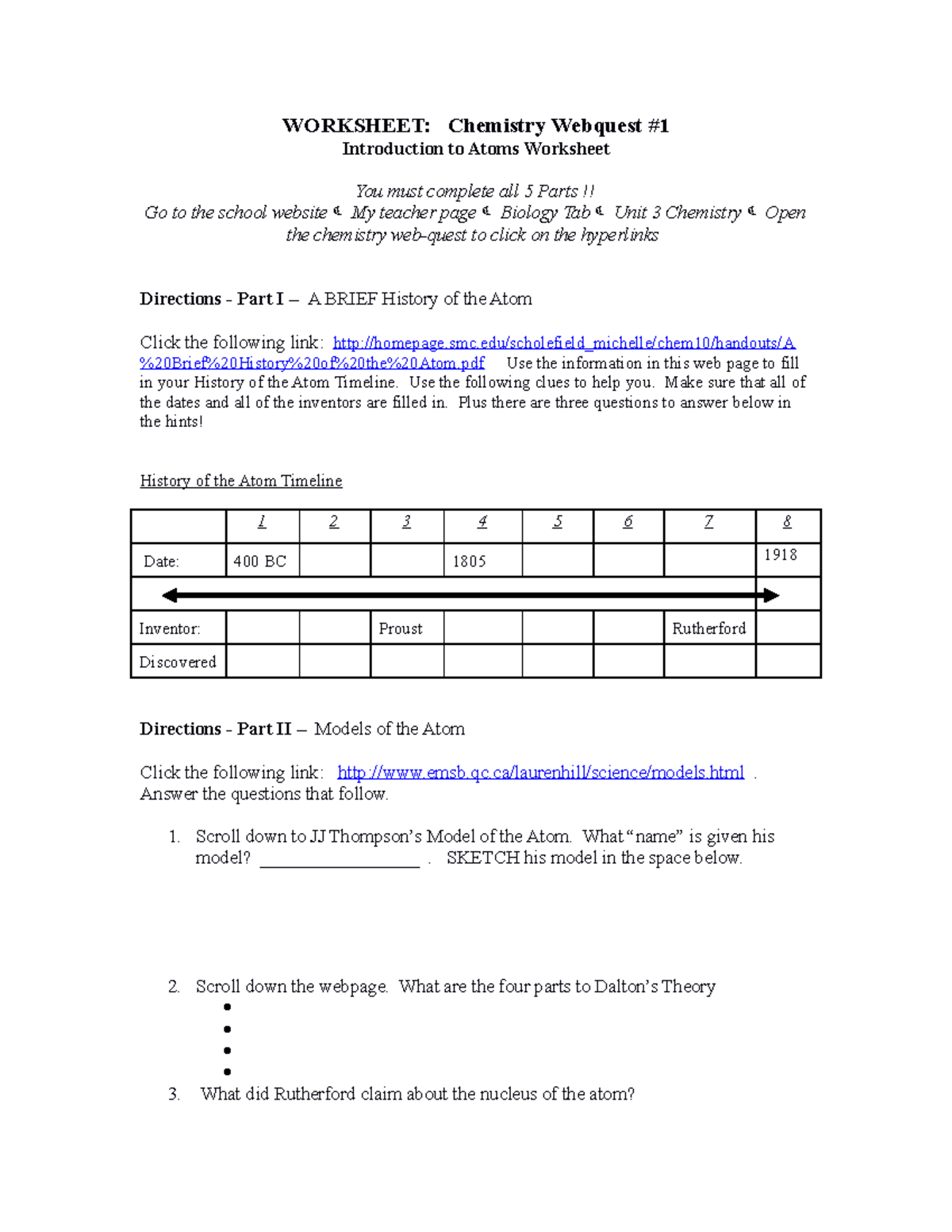 Introduction To Atoms Webquest WORKSHEET Chemistry Webquest introduction-to-atoms-webquest-worksheet-chemistry-webquest
