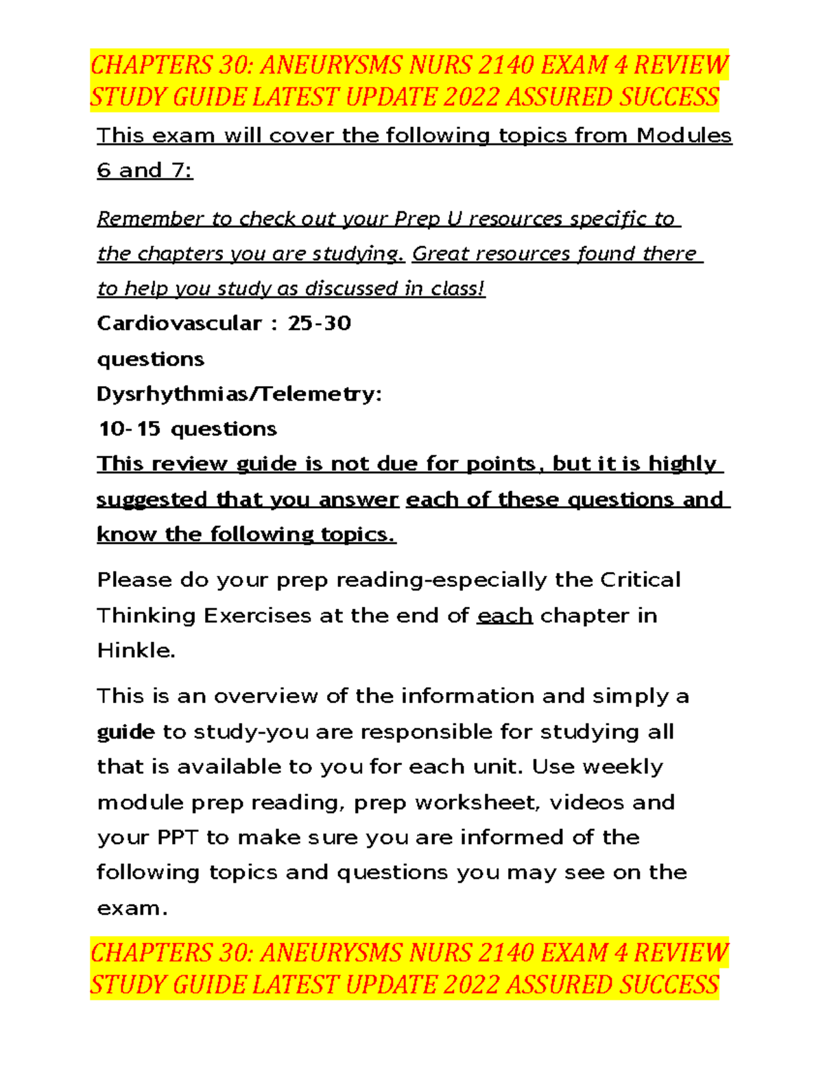 2140 EXAM 4 Review - latest exams for all students guaranteed success ...