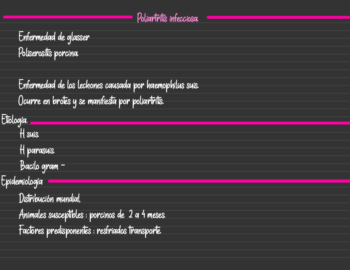 Poliartrititis infecciosas - Enfermedad de glasser Poliserositis ...