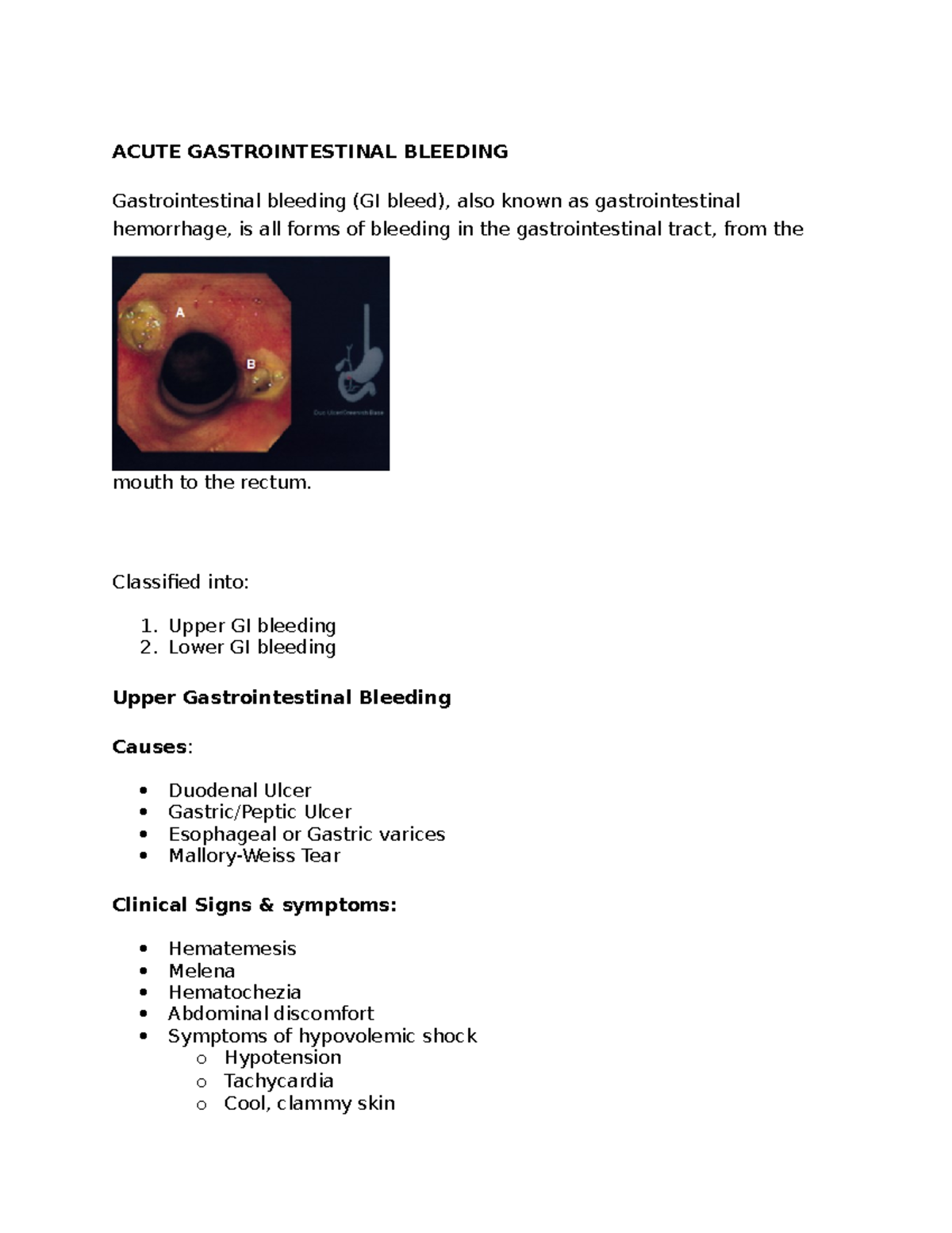 Gastro Intestinal - ACUTE GASTROINTESTINAL BLEEDING Gastrointestinal ...