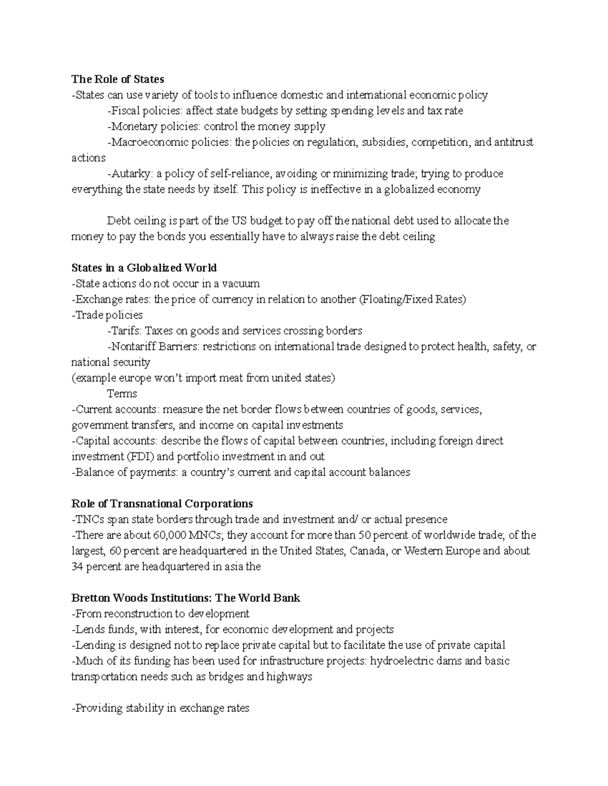 Lecture Notes 8 - The Role of States -States can use variety of tools ...