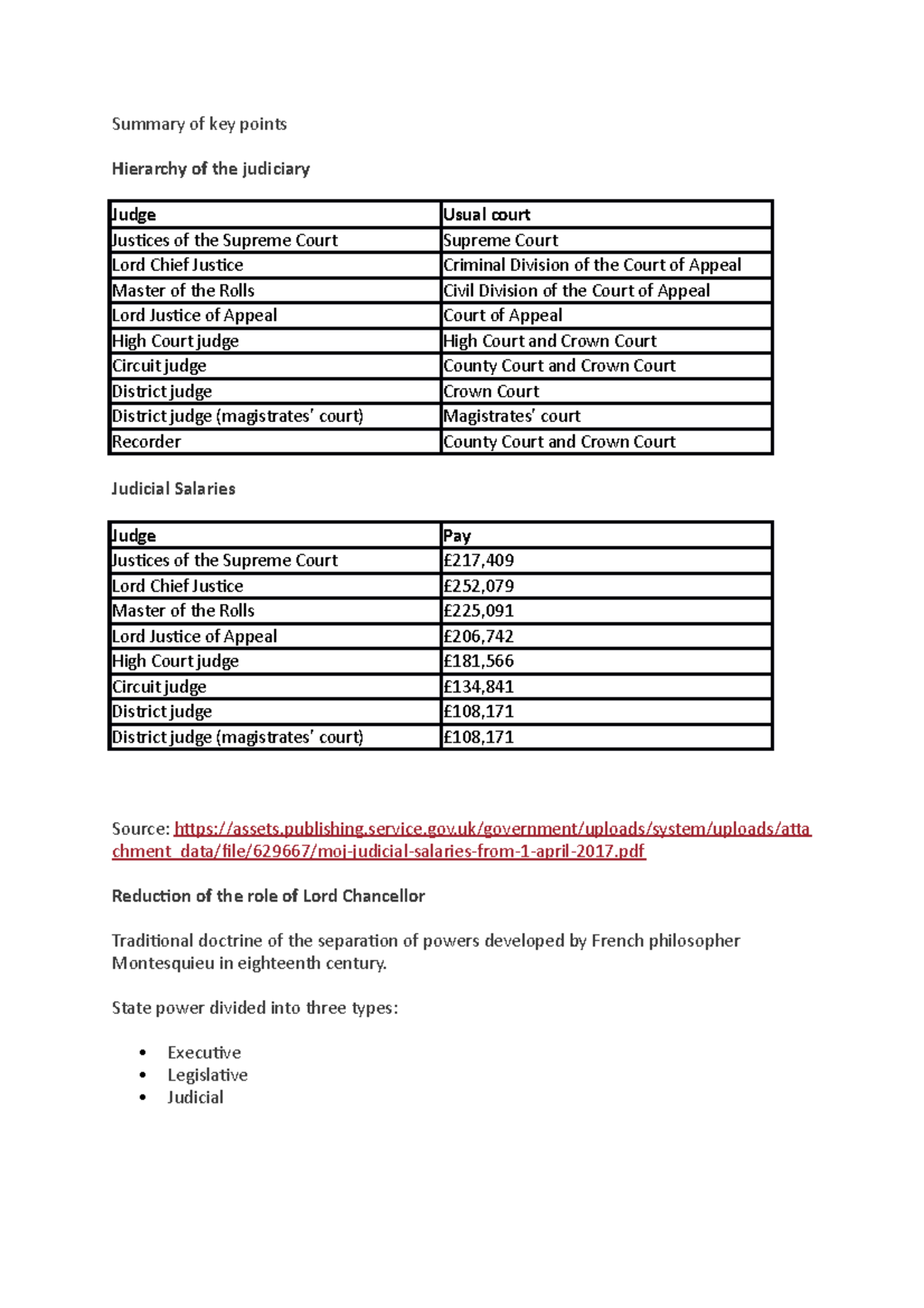 Lecture 1,2 and 3 summary - Summary of key points Hierarchy of the ...