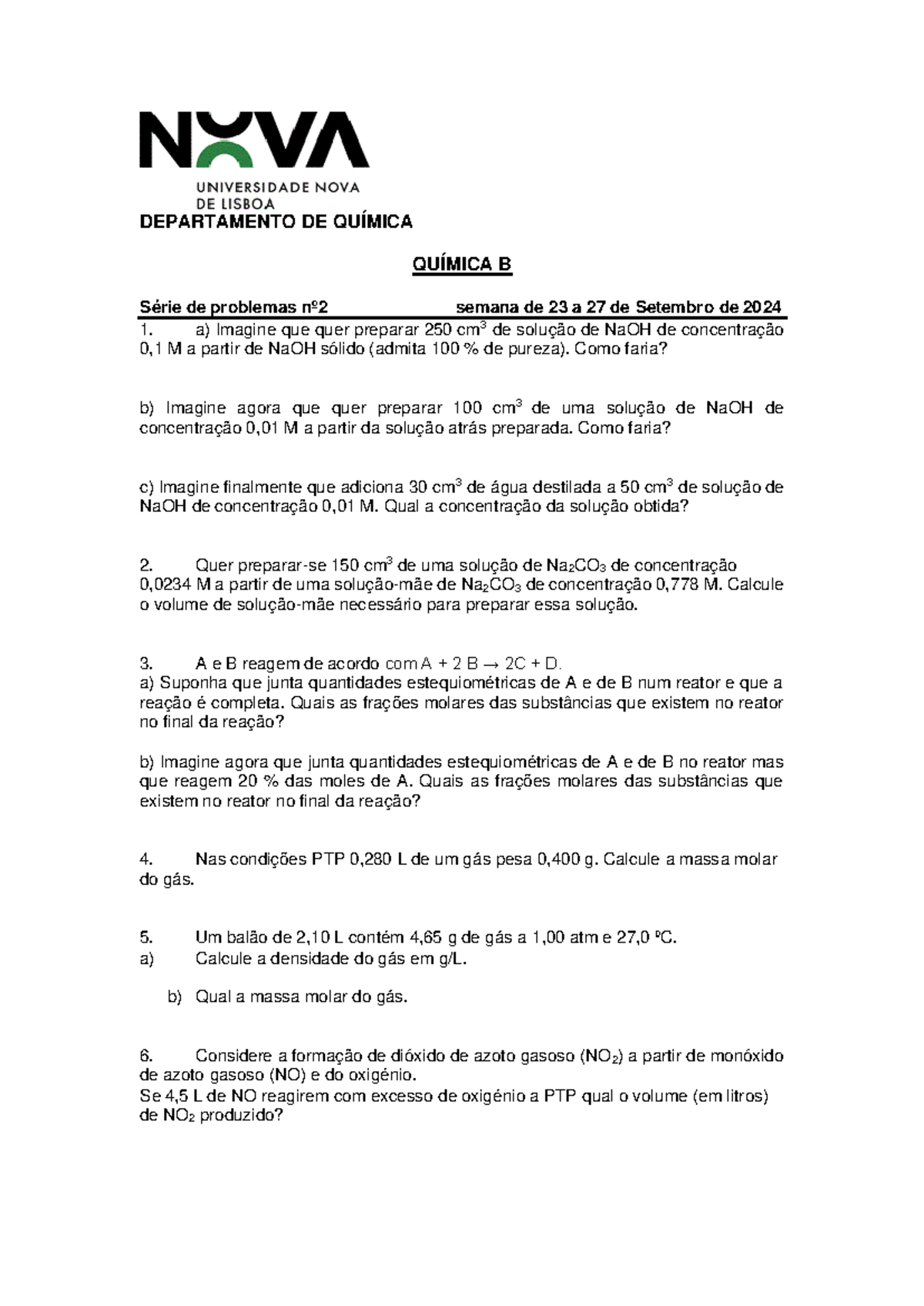 2ª série - semana 23 a 27 de Setembro 2024 - DEPARTAMENTO DE QUÍMICA ...