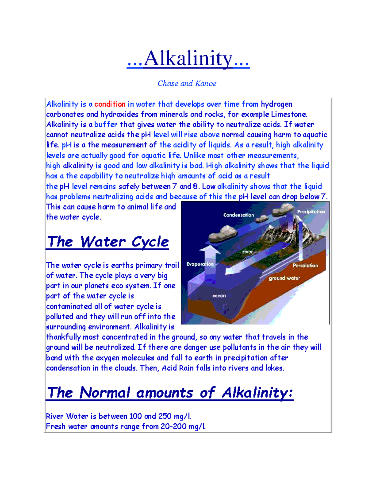 Alkalinit 1 - Water chemistry - ..... Chase and Kanoe Alkalinity is a ...