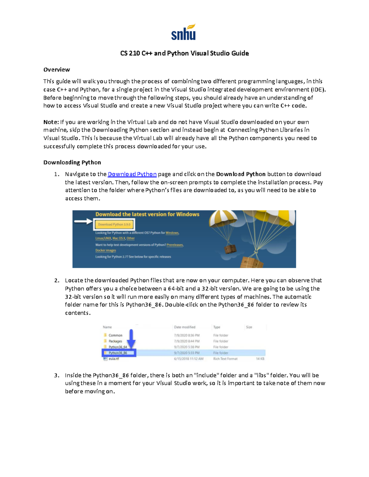 SIBz8x-CS 210 C++ and Python Visual Studio Guide - CS 210 C++ and ...