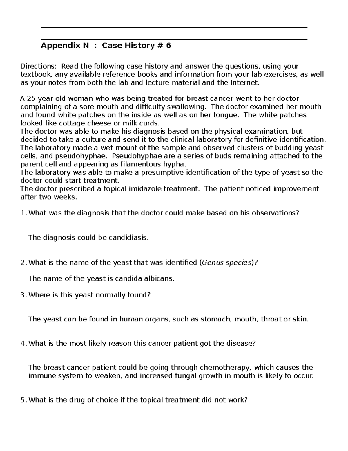 Appendix N Case History #6 - Appendix N : Case History # 6 Directions ...
