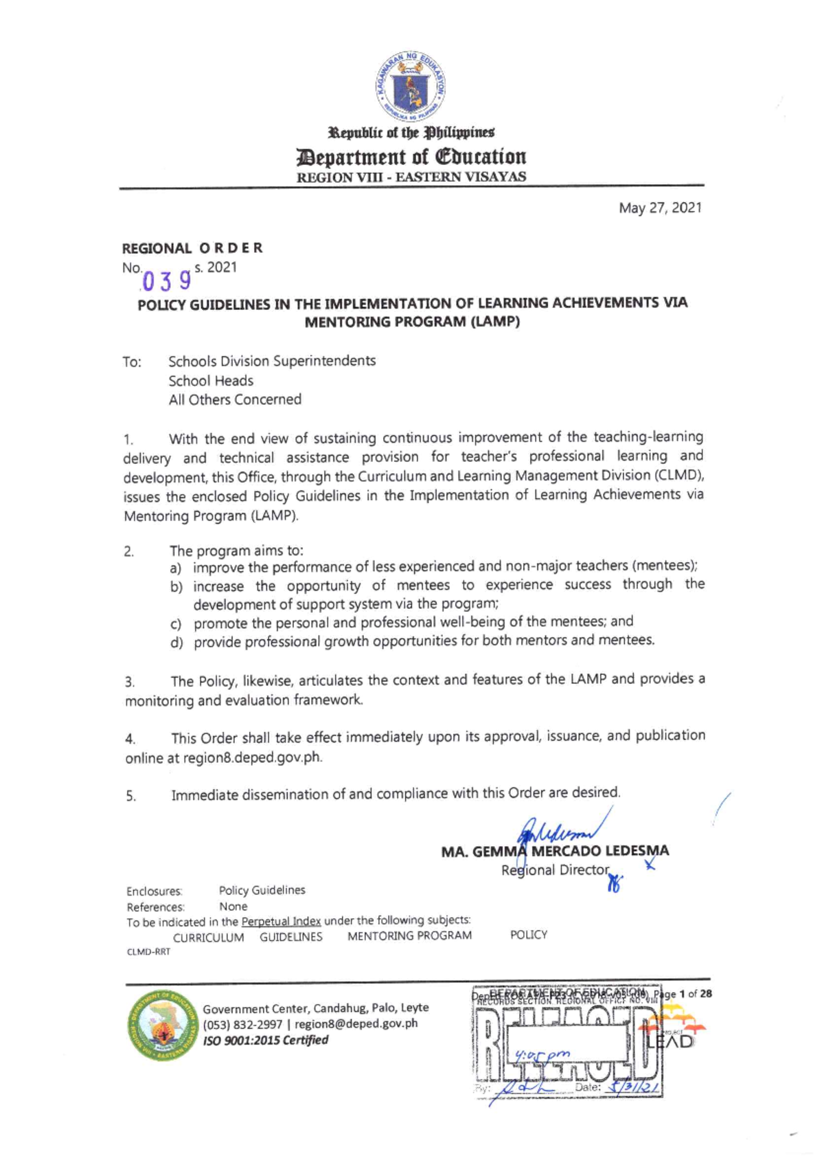 RO-s2021-039 - Simple memo from regional office - NG NG PASSPORT ...
