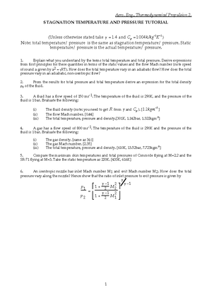 Tutorial Sheet 1 - Thermo - Tutorial Question Sheet 1 (Thermodynamics 2) In the absence of any ...