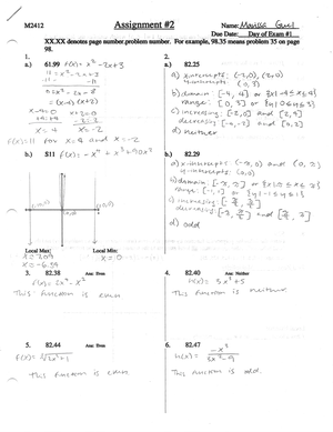 Pre-cal Assignment 1 Collected HW - MATH 2412 - Studocu