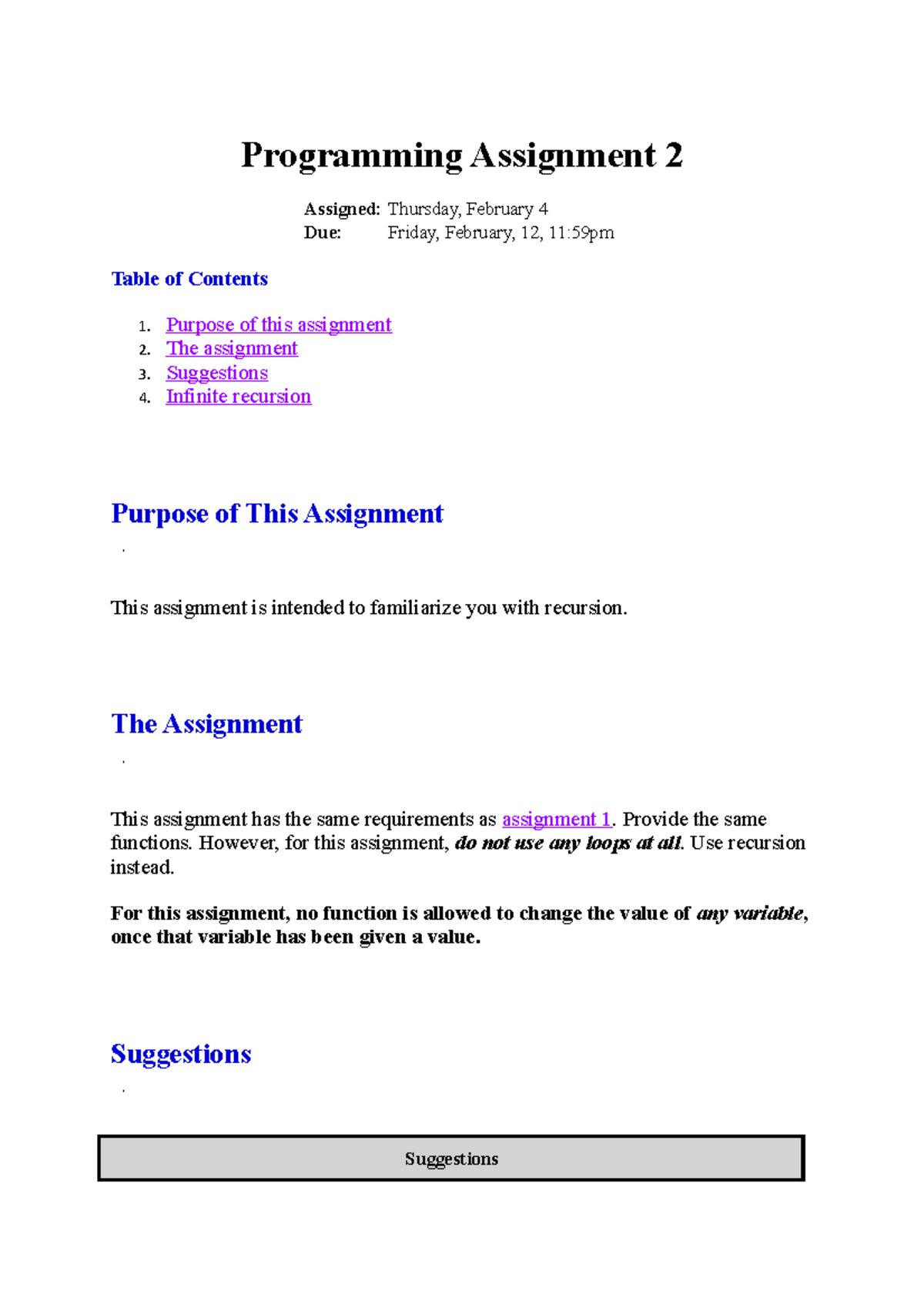 Programming Assignment 2 - 2. 3. 4. Purpose of this assignment The ...