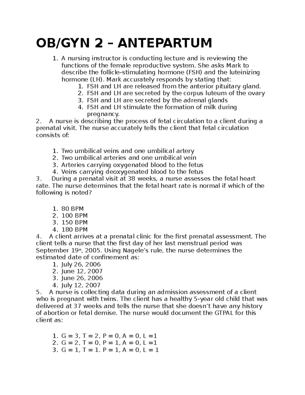 OB:GYN 2 – Antepartum - notes - OB/GYN 2 – ANTEPARTUM A nursing ...