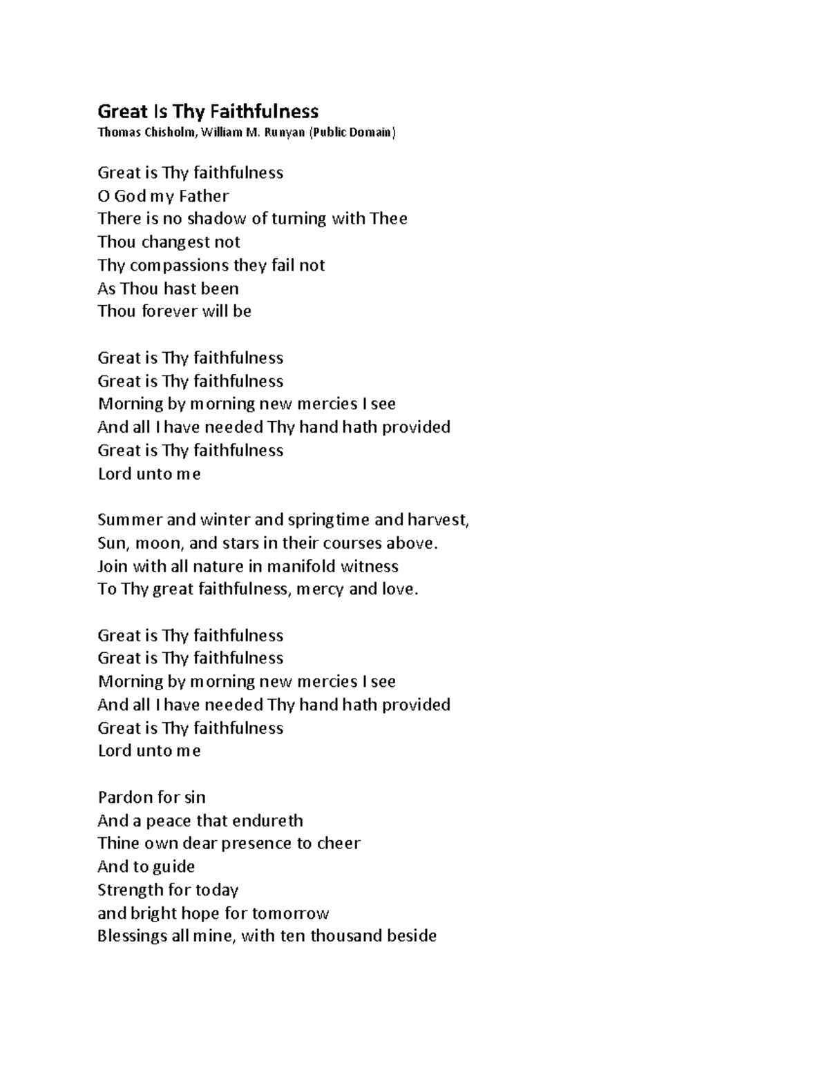 2020 03 29 PCF song lyrics - Great Is Thy Faithfulness Thomas Chisholm ...