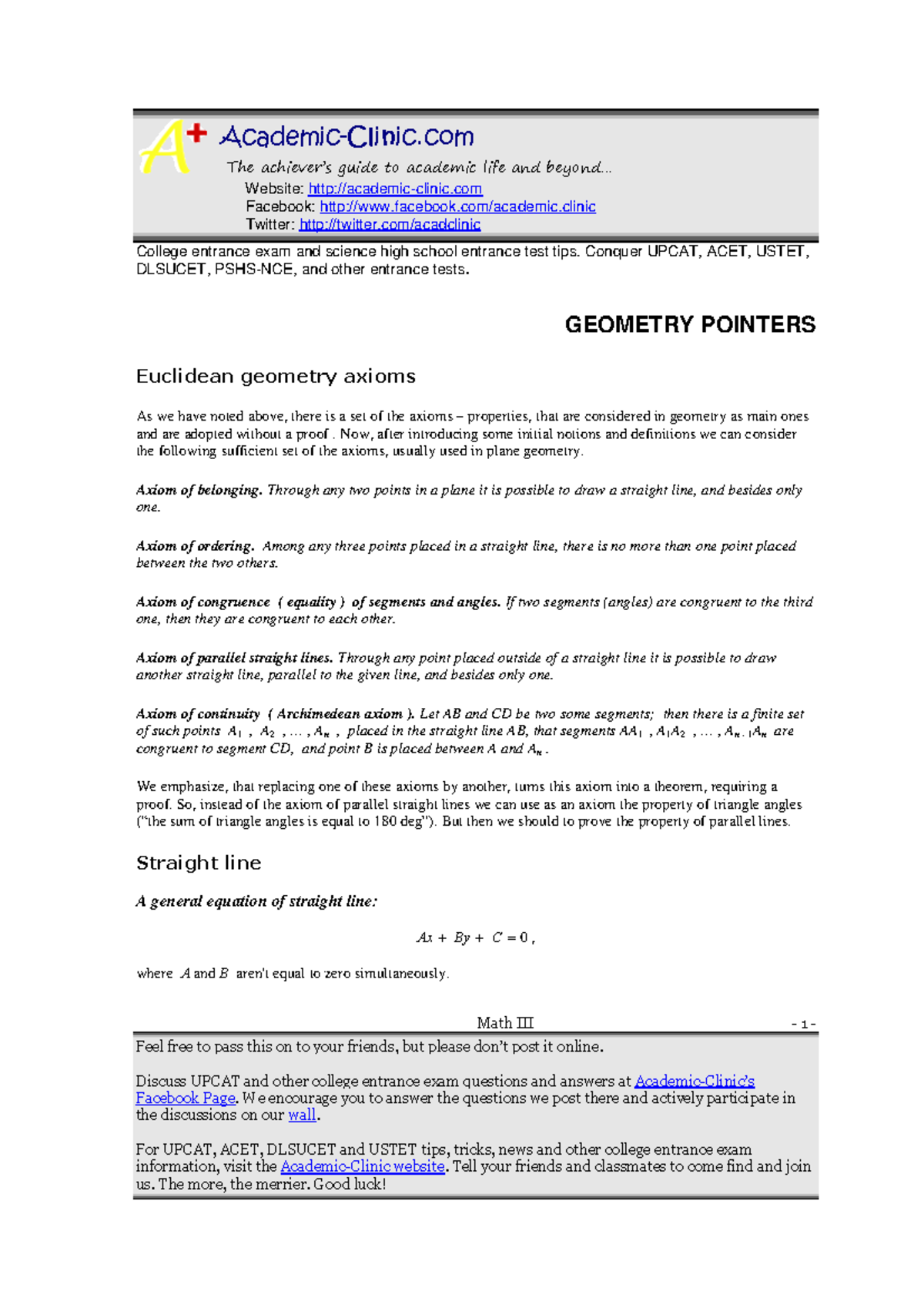 Upcat ( Geometry) - Module - - Studocu
