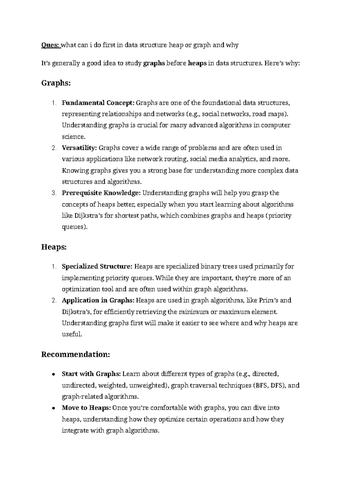 Basic c - dev agarwal - Ques: what can i do first in data structure heap or graph and why It’s ...